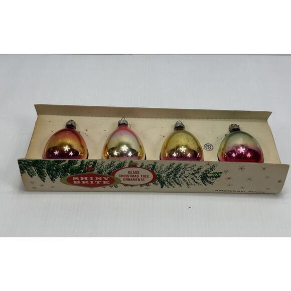 Shiny Brite | Holiday | 4 Vtg Shiny Brite Ombre Teardrop Droplet Glass ...